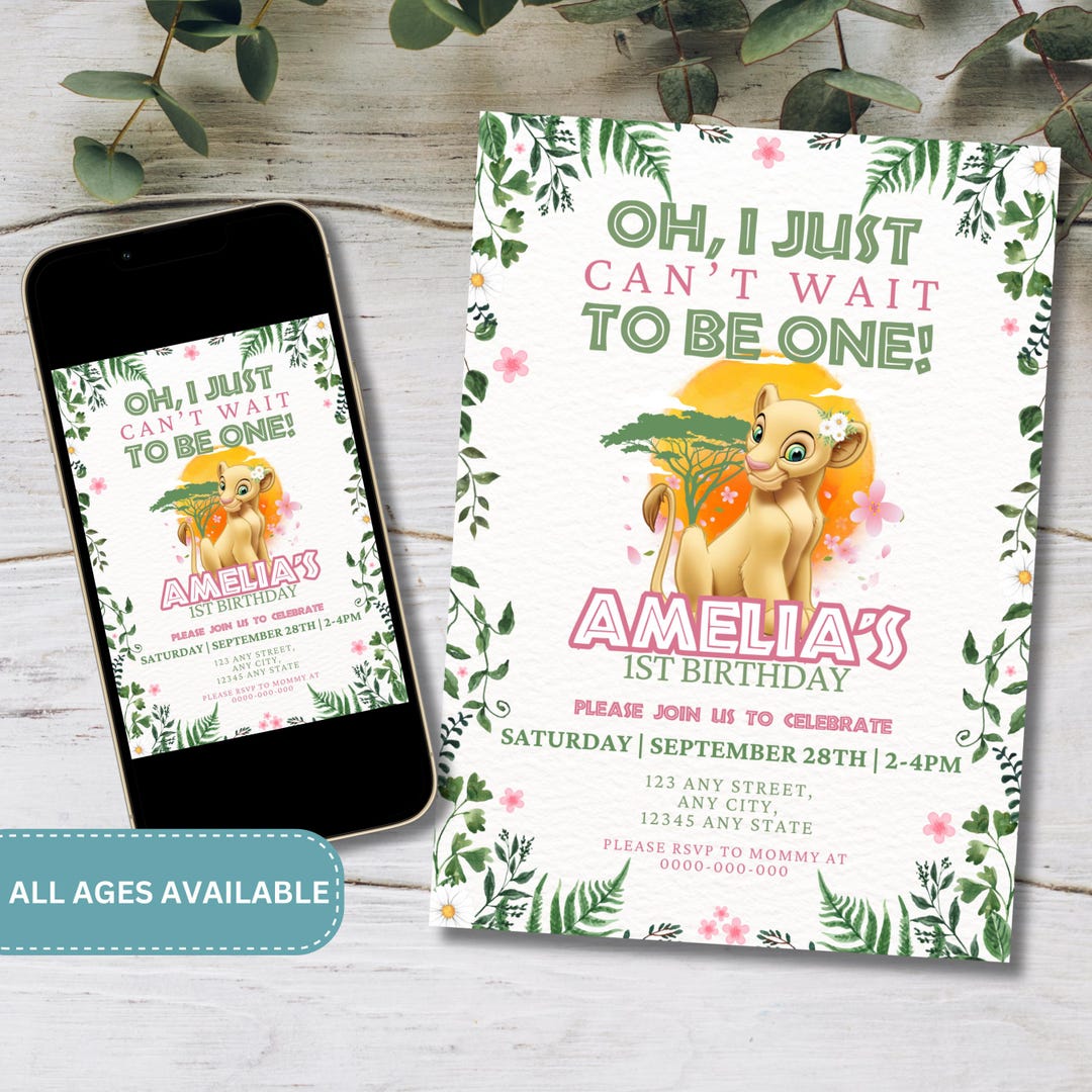 Lion King Birthday Invitation: Simba Party, Editable Invite (digital ...