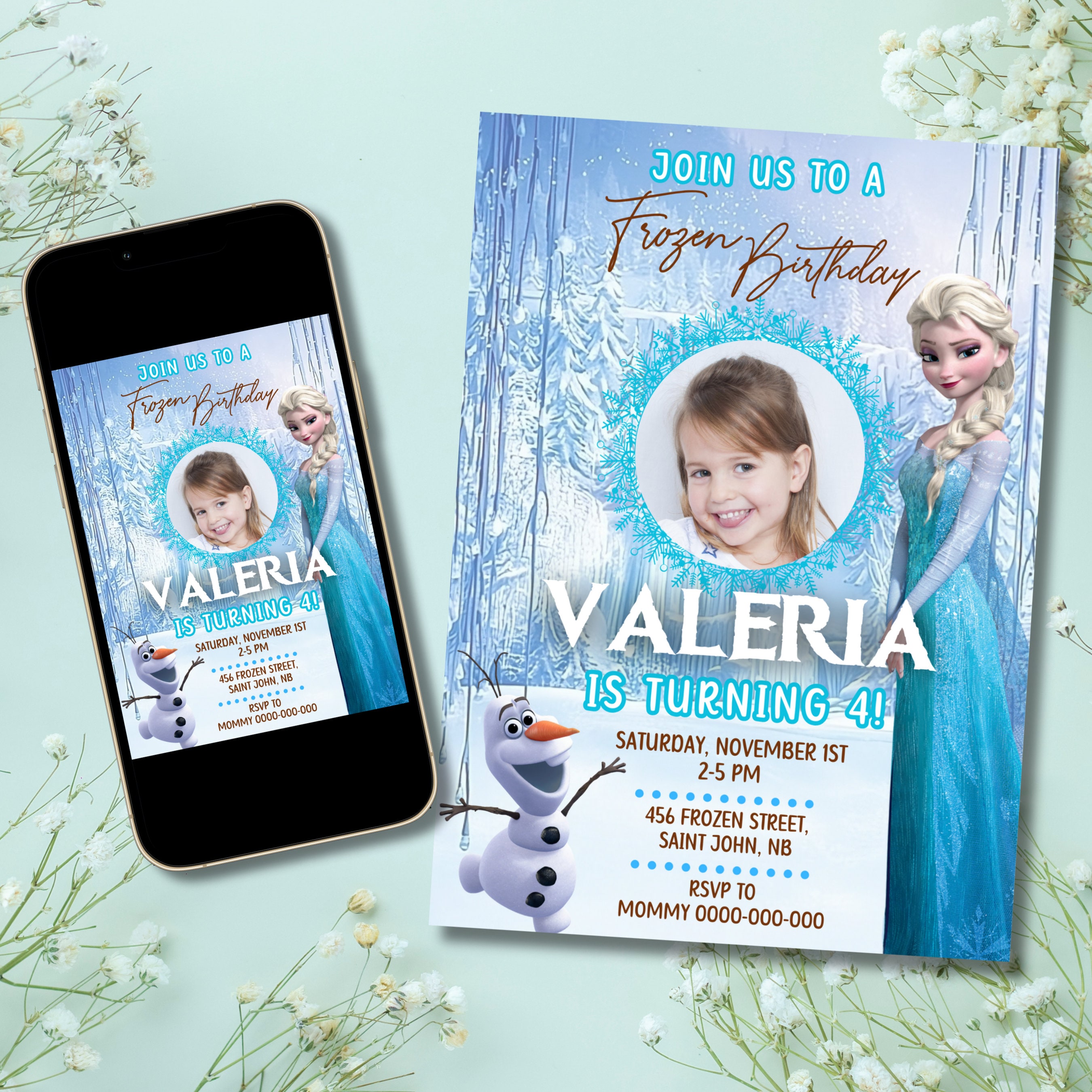 Editable Frozen Birthday Invitation Template Elsa Birthday - Etsy UK