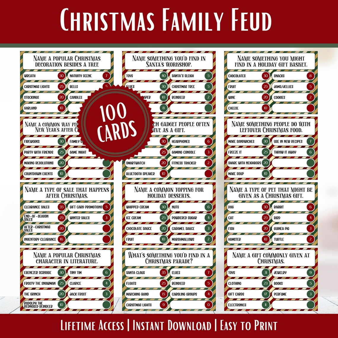 Christmas Family Feud Game: Holiday Trivia (printable, Instant Download ...