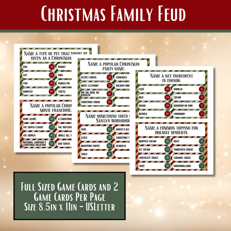 Christmas Family Feud Game: Holiday Trivia (printable, Instant Download ...