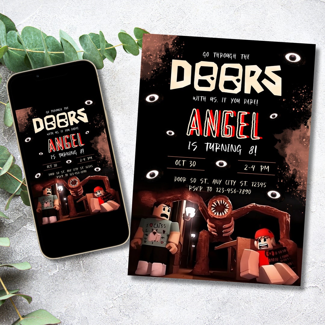 Doors Roblox Invitation | Doors Scary Horror Game | Invitation Template ...
