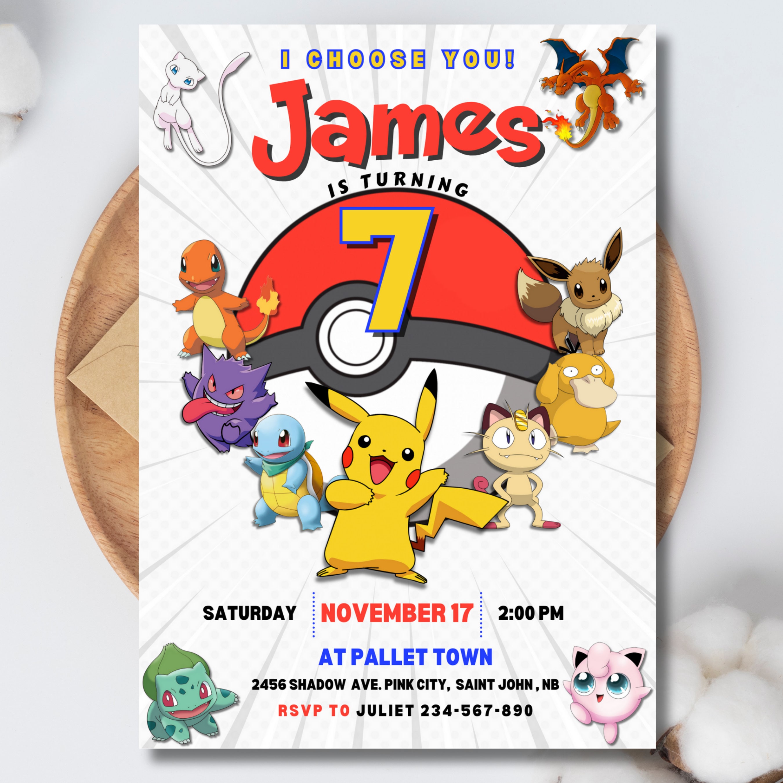 Invitación de cumpleaños de Pokémon editable / Invitación de - Etsy México