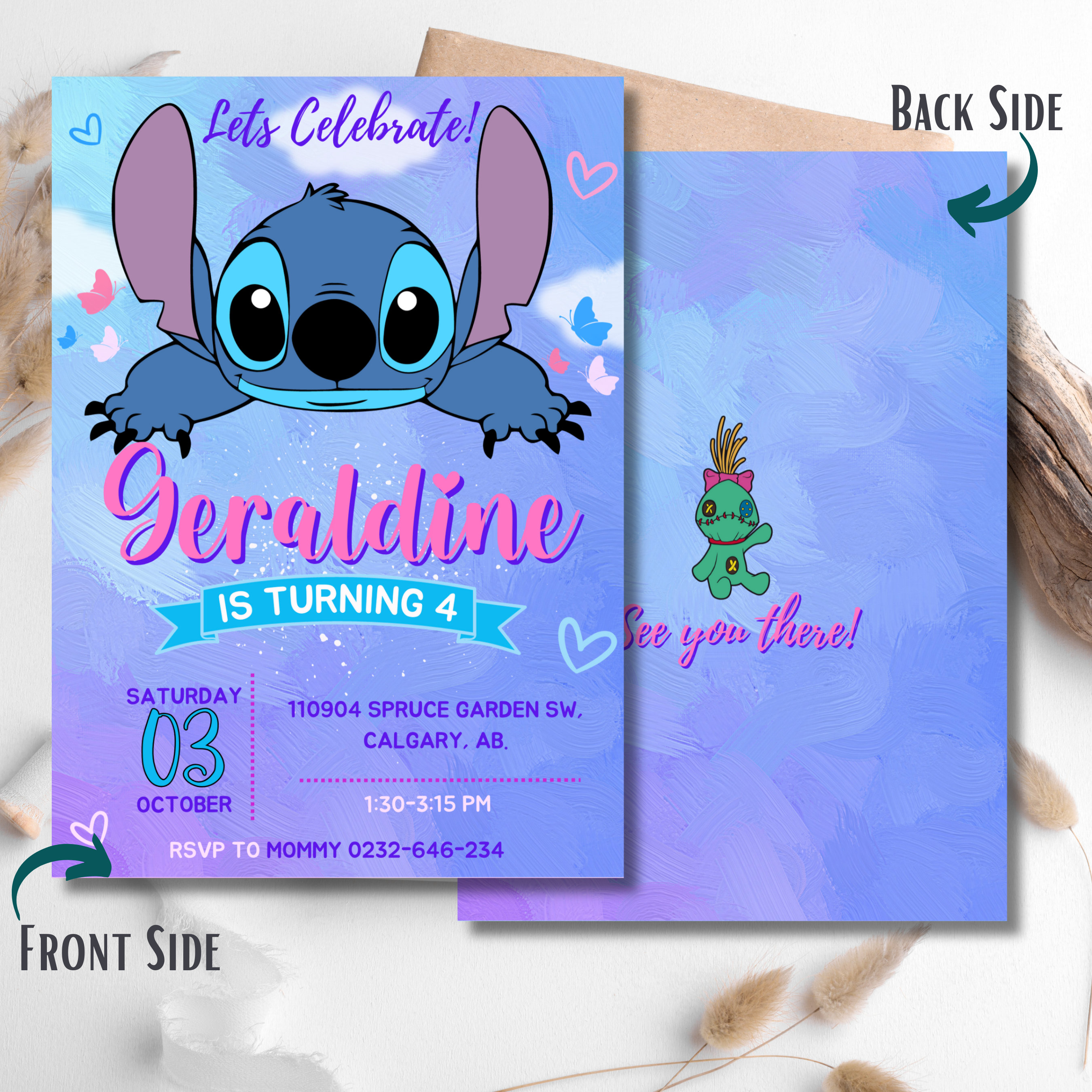 Plantilla de invitación de cumpleaños de Stitch / Invitación - Etsy España