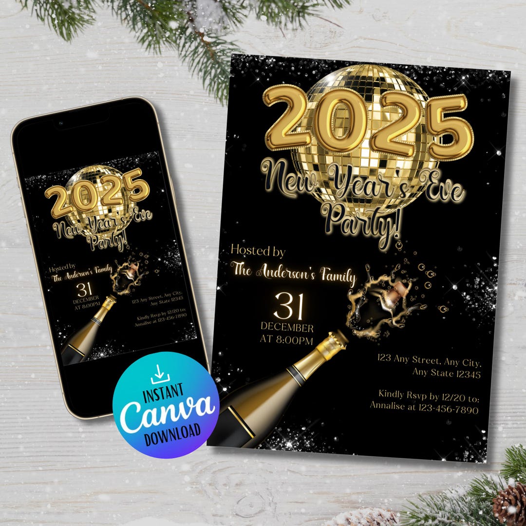 New Years Eve Party Invitation | Editable New Years Eve Party ...