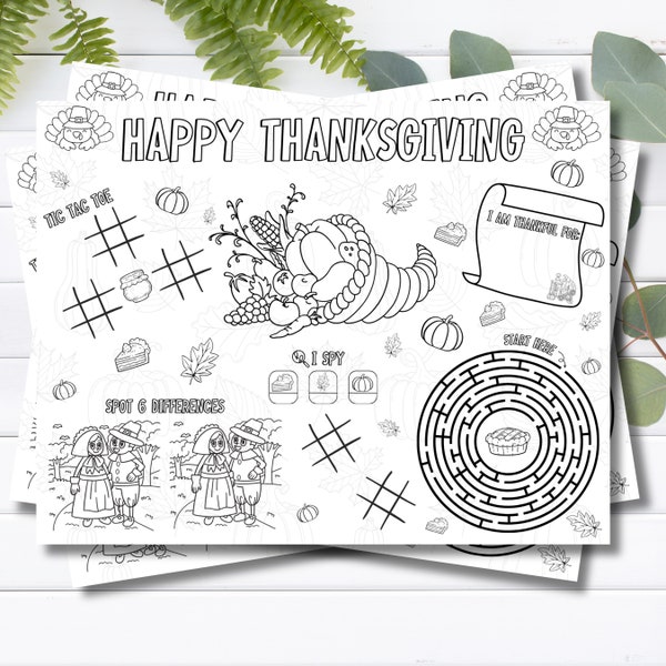 Thanksgiving Placemats for Kids - Etsy