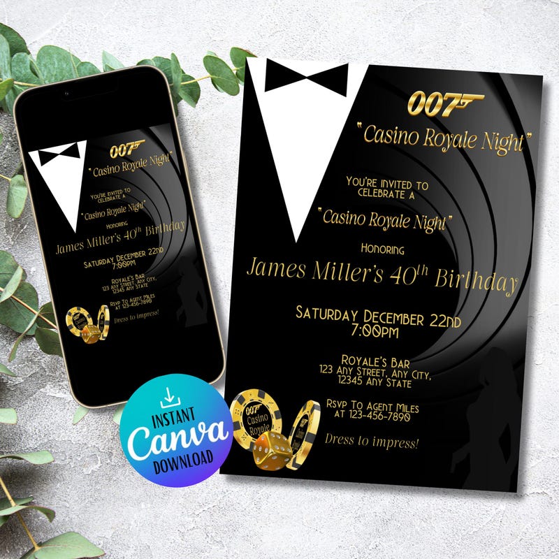 007 Theme Invitation - Etsy UK
