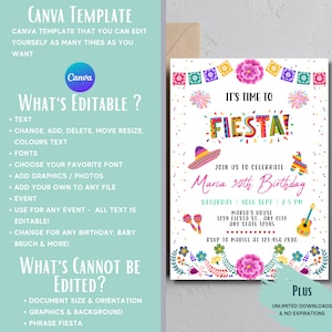 Fiesta Birthday Invitation | Mexican Papel Picado Invitation | Mexican ...