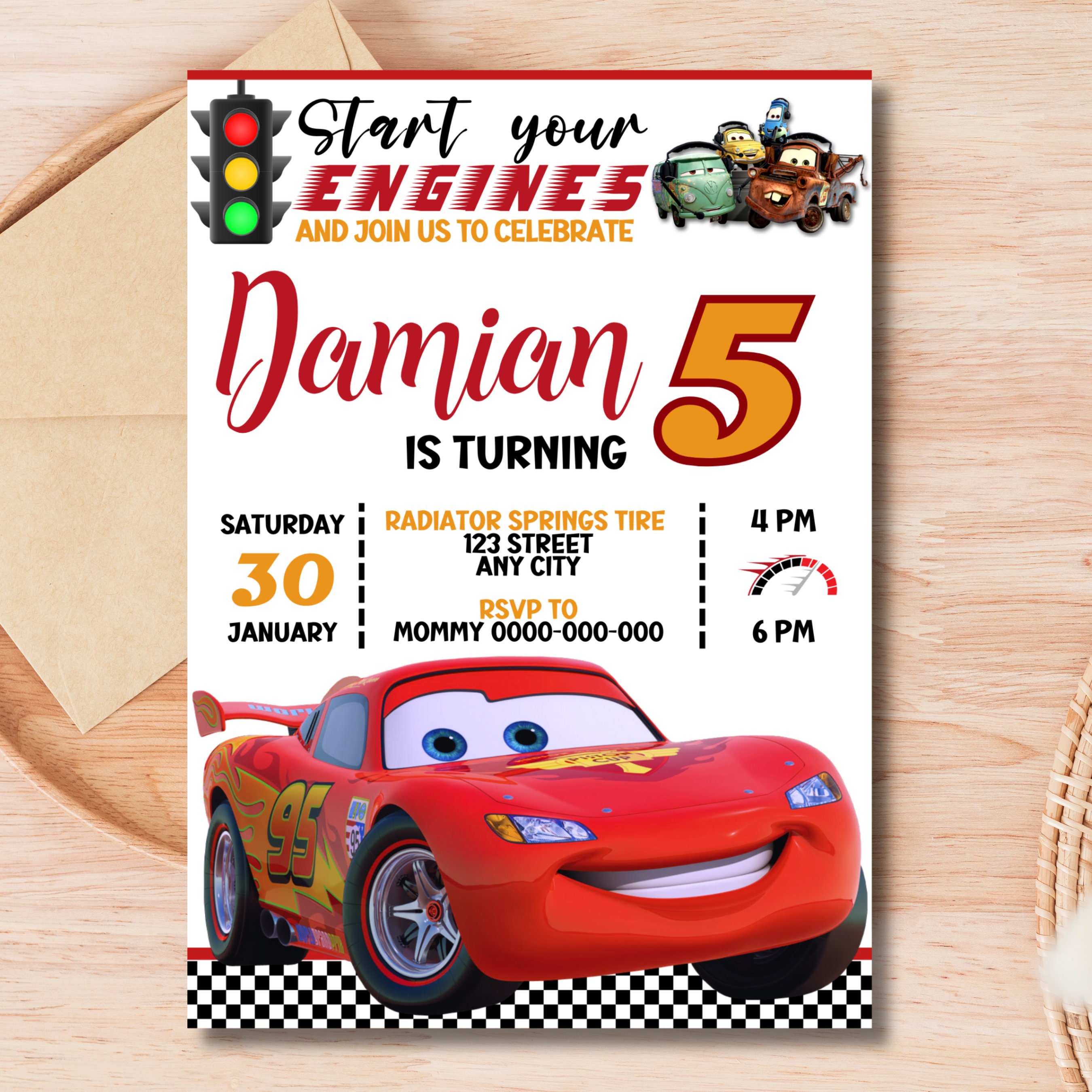 Invitación de cumpleaños de Cars / Invitación de cumpleaños - Etsy México