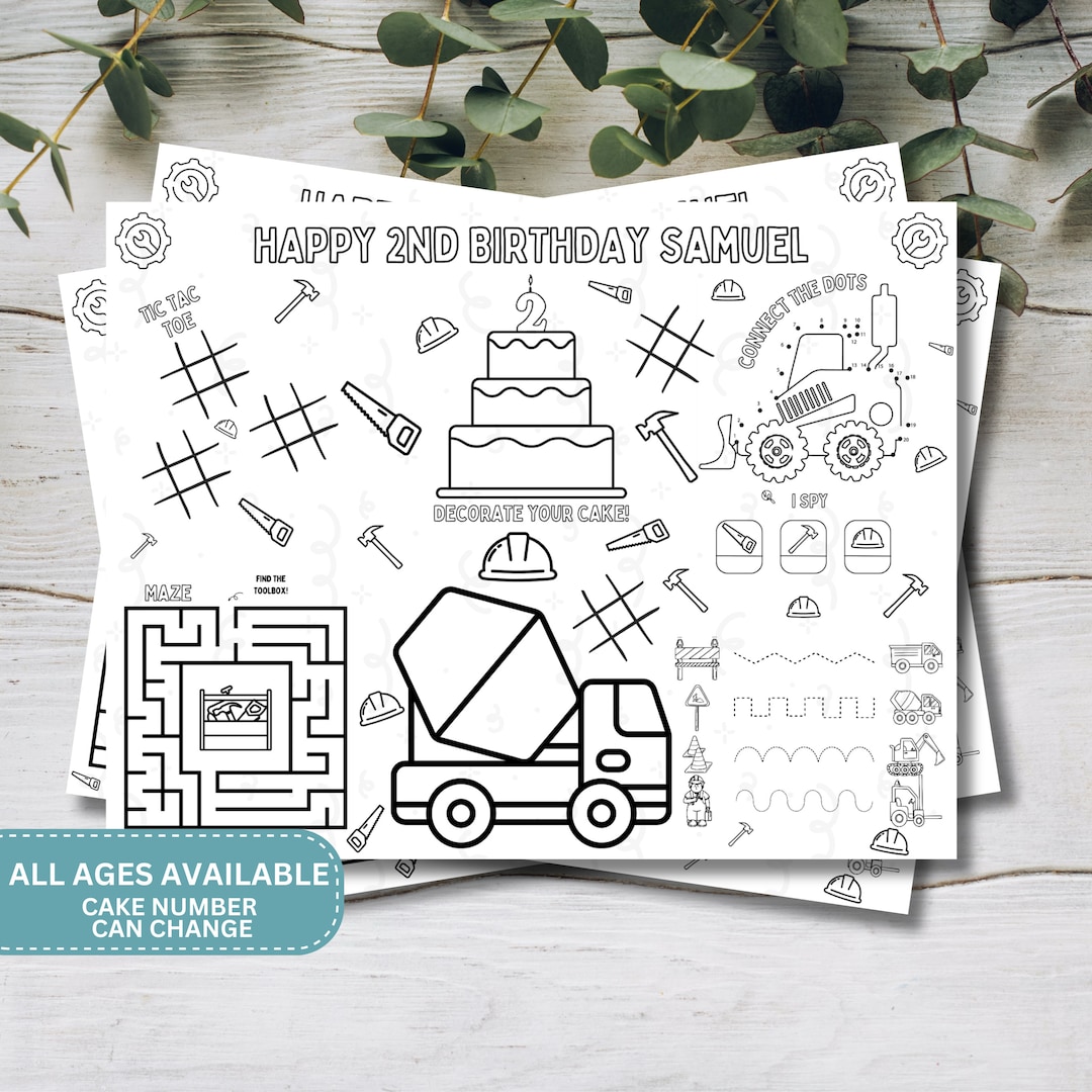 Construction Coloring Pages | Party Activity | Placemat Coloring Page ...