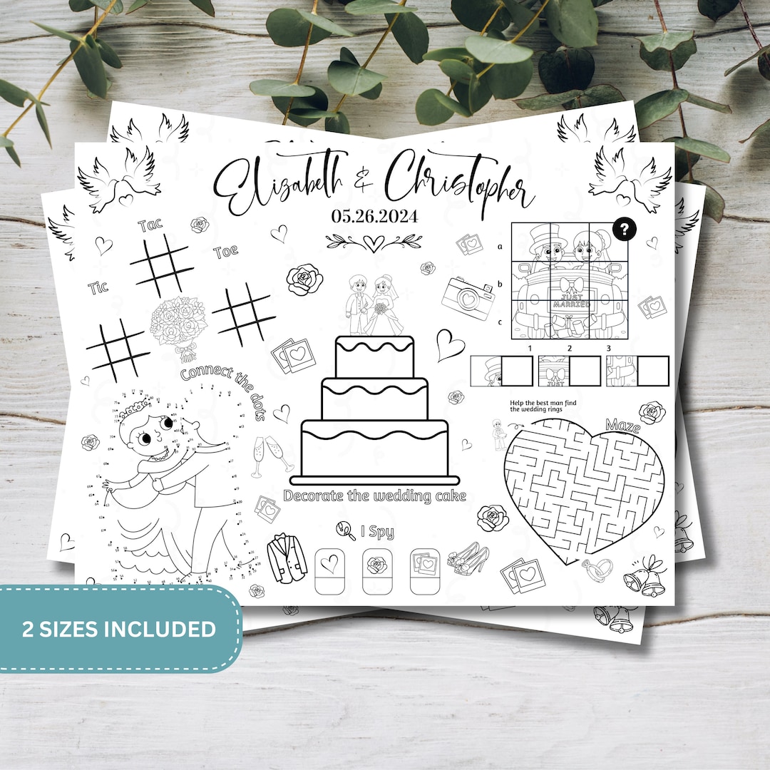 Activity Mat | Wedding Activity | Kids Wedding Table | Wedding Placemat ...