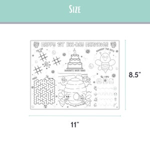 Bee Birthday Coloring Page: Activity Placemat (digital Download) - Etsy