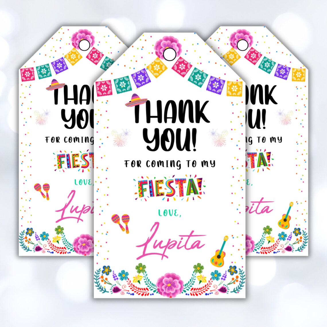 Fiesta Thank You Favor Tags: Printable Birthday Baby Shower (digital ...