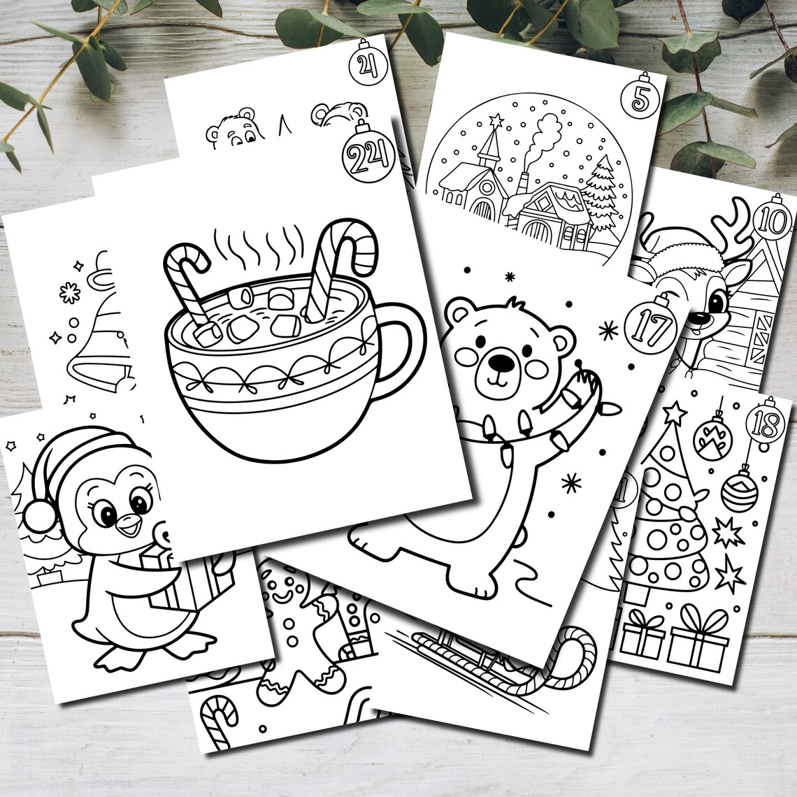 Printable Christmas Advent Calendar Coloring Pages: Fun Kids Activity ...