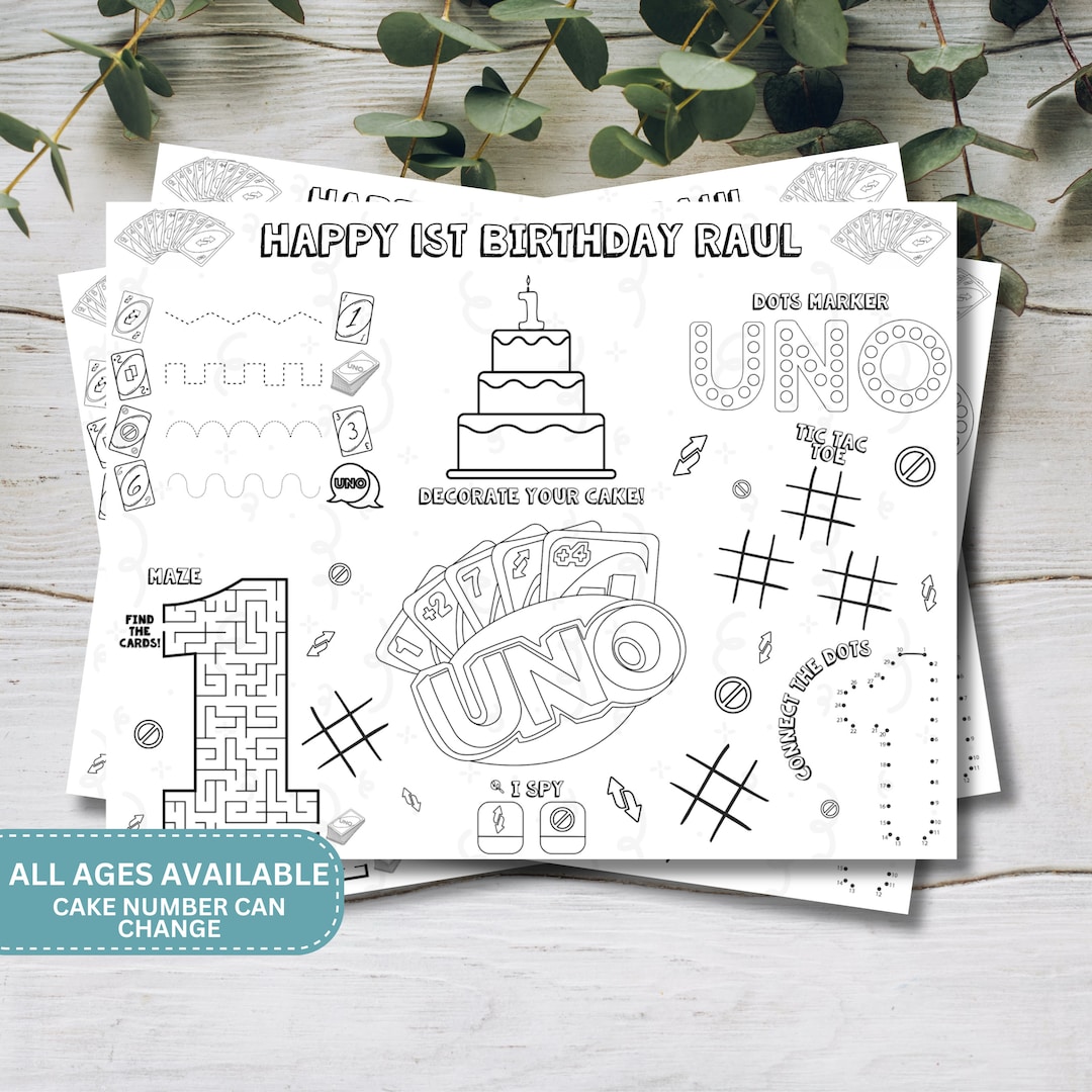 Uno Party Favor | Uno Invitation | Digital Download | Uno Coloring Page ...