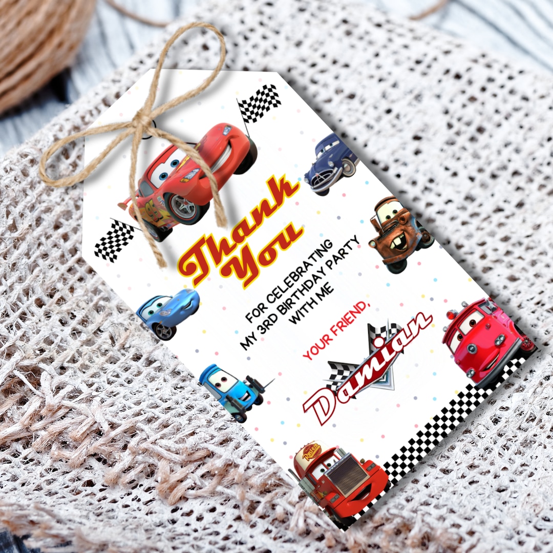 Cars Birthday Invitation Template | Cars Party Thank You Tags | Mobile ...