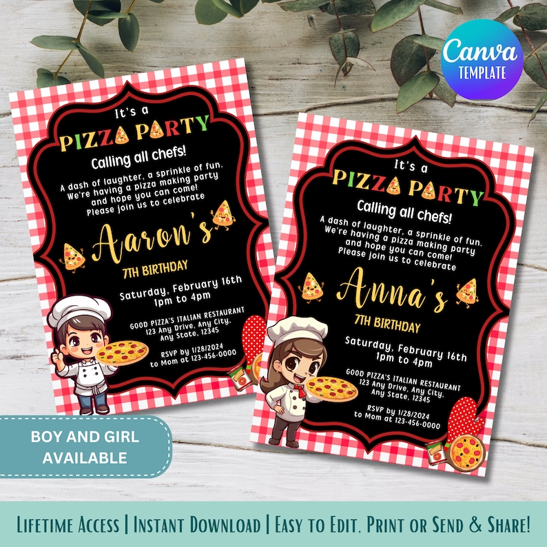 Pizza Party Birthday Invitation: Editable Kids Food Trip Invite ...