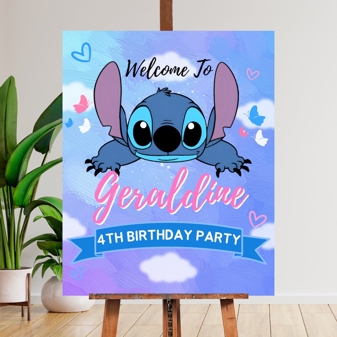 Customized Stitch Birthday Welcome Sign Printable Birthday - Etsy