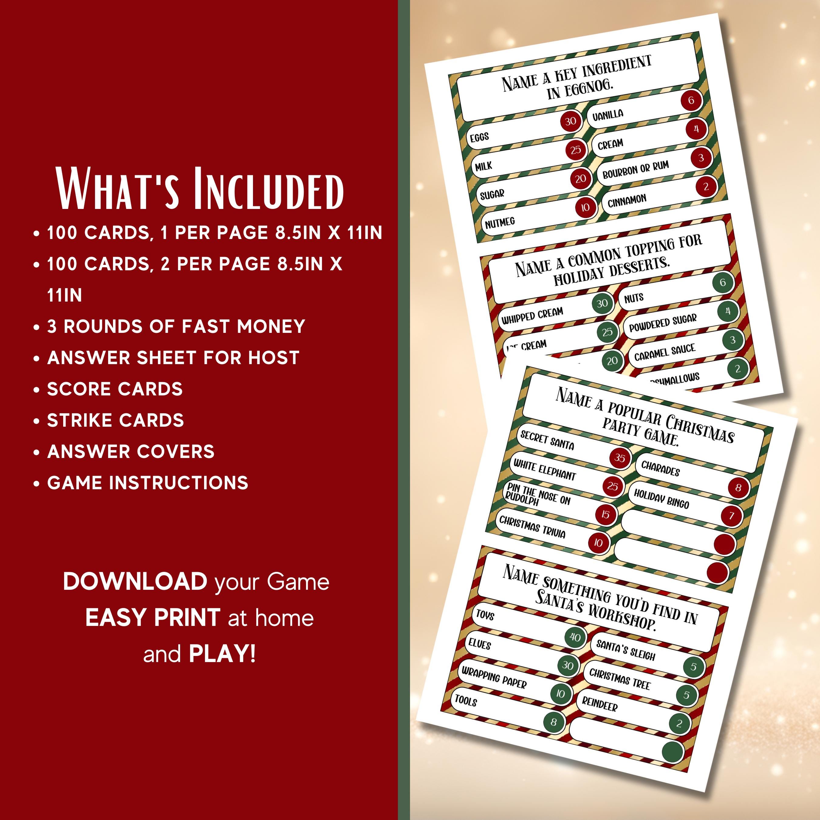 Christmas Family Feud Game: Holiday Trivia (printable, Instant Download ...