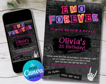 Editable Elder Emo 01 Invitation Template Thirtieth Birthday Invite ...