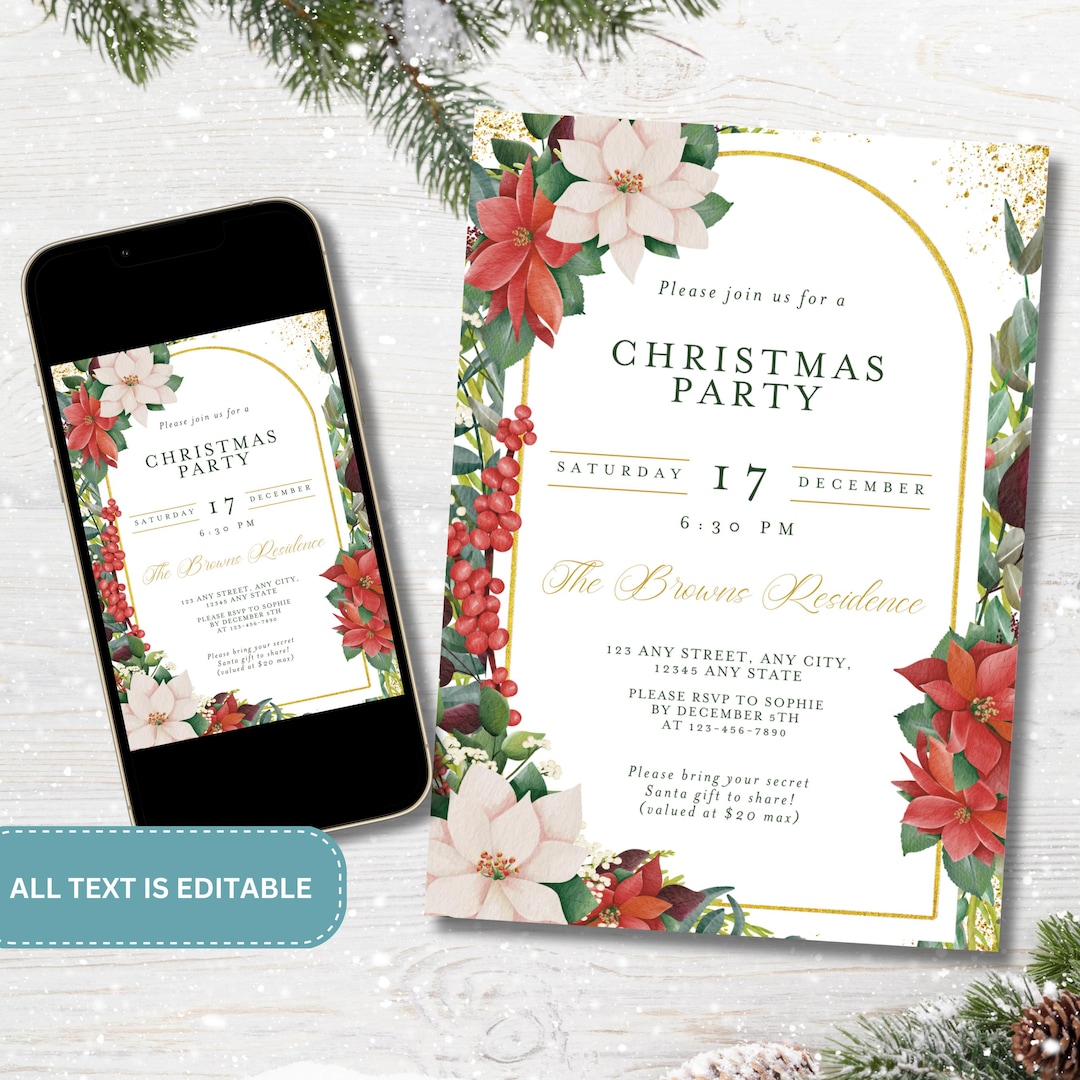 Editable Christmas Party Invitation Template (digital Download) - Etsy