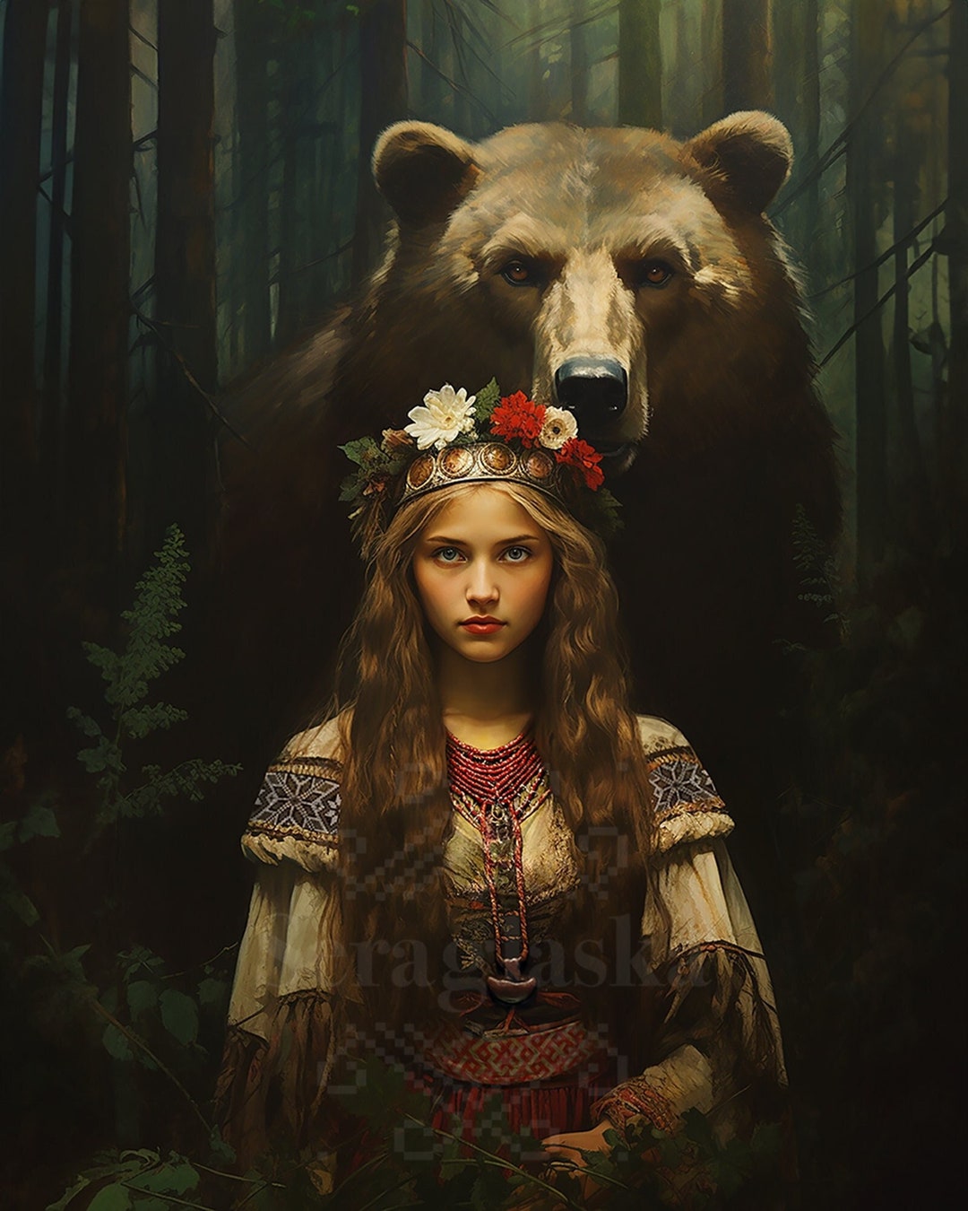 Slavic Art Print girl From the Woods Digital - Etsy