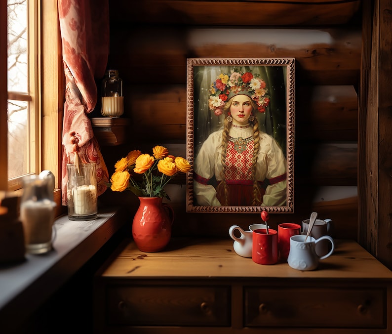 Slavic Art Print DEVANA | Vintage Portrait | Slavic Goddess | Slavic ...