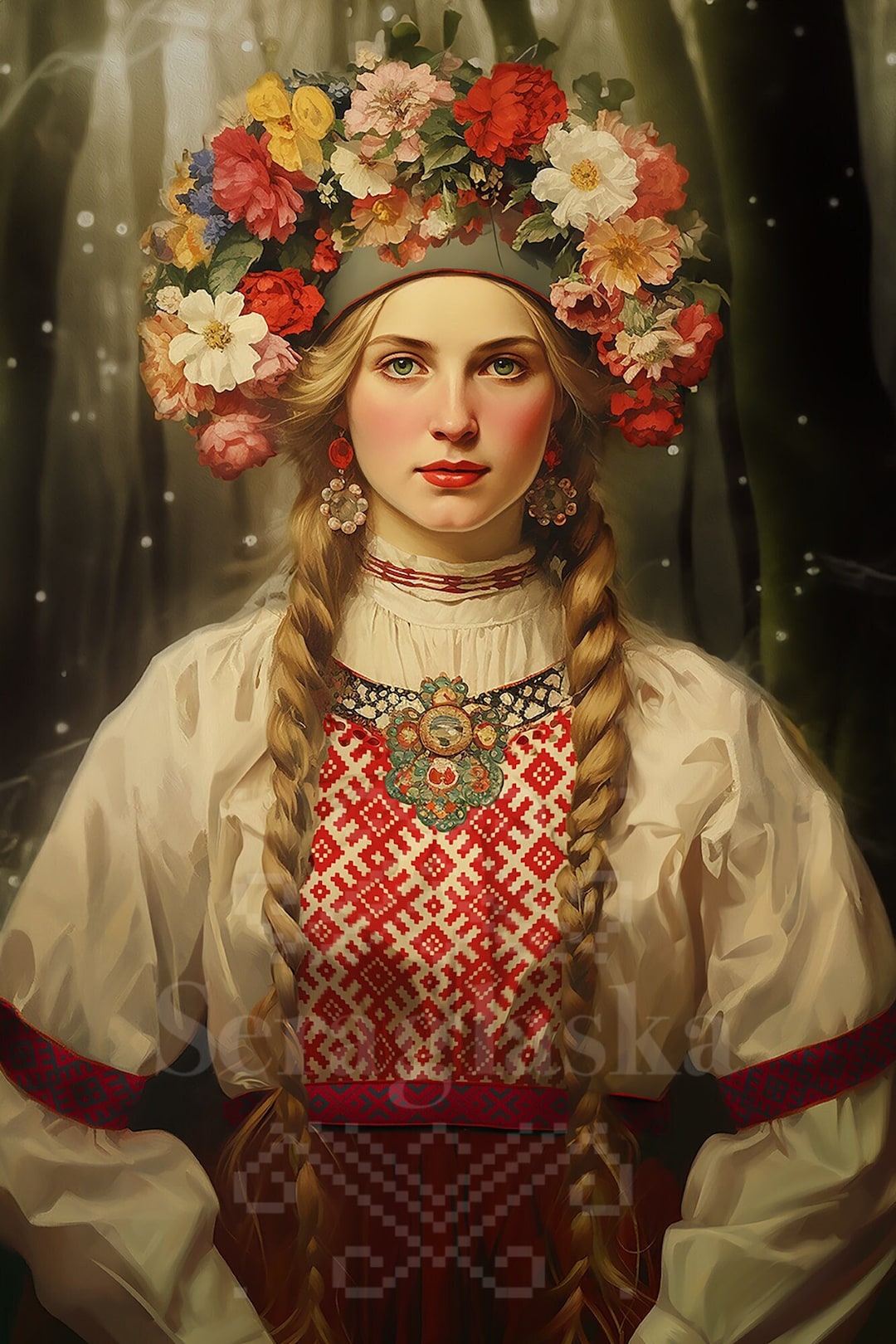Slavic Art Print DEVANA | Vintage Portrait | Slavic Goddess | Slavic Mythology | Ancient Art ...