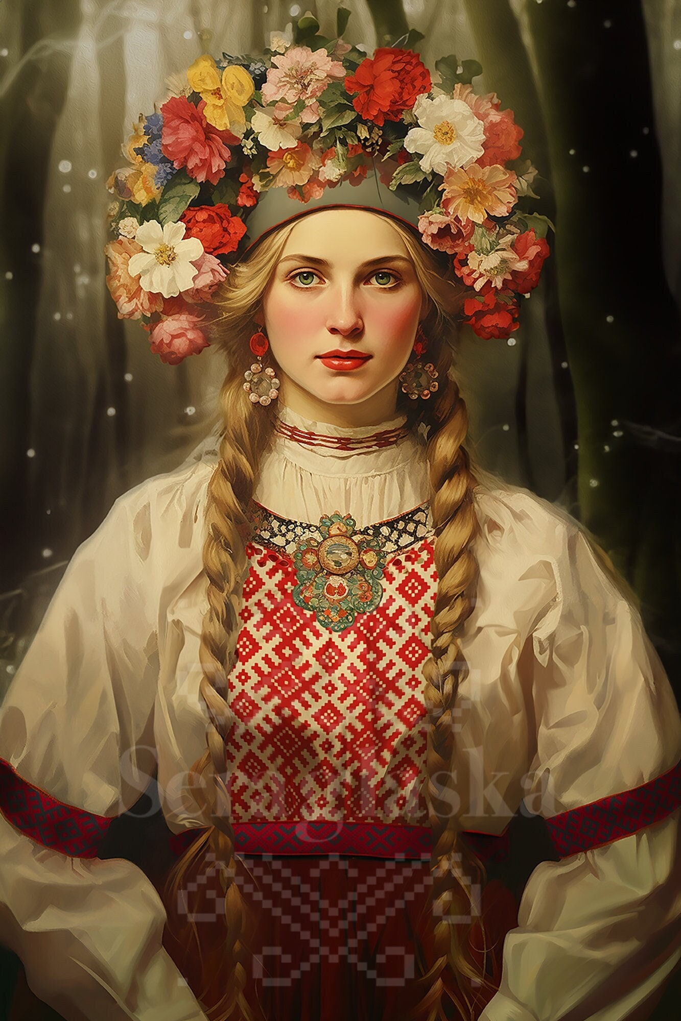 Slavic Art Print DEVANA | Vintage Portrait | Slavic Goddess | Slavic ...