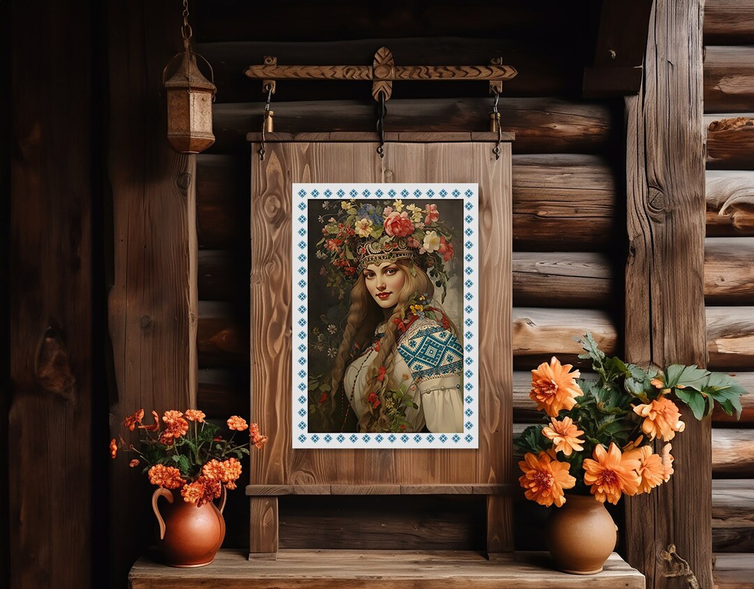 MOKOSH Slavic Art Folk Art Print Vintage Portrait of - Etsy