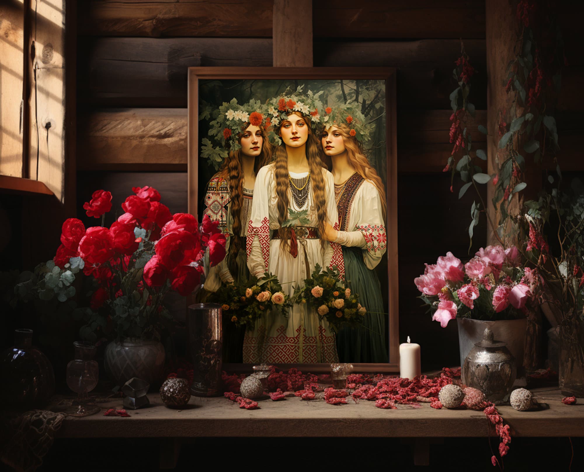 ROZHANITSY Slavic Art Print Digital Folk Art Vintage Portrait of Three ...