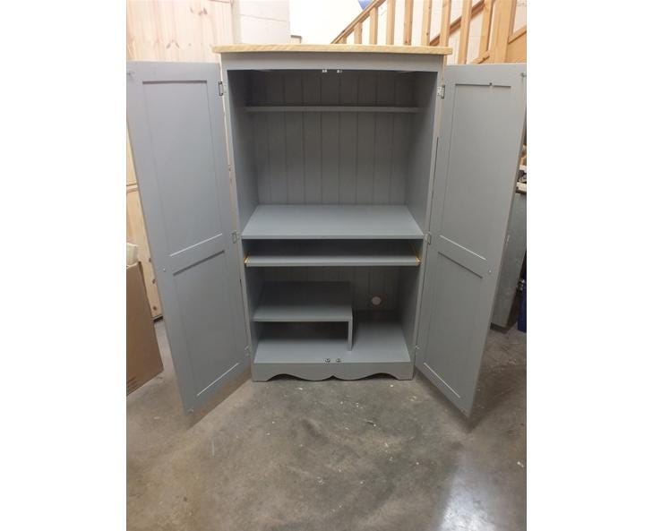 Chase Painted Hideaway Computer Cupboard With Reclaimed Top- Bespoke ...