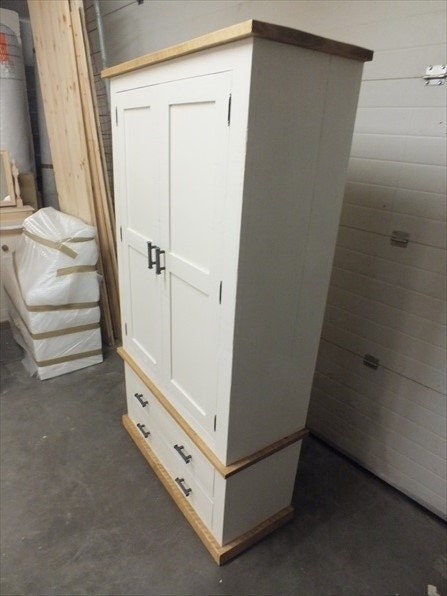 Shabby Painted 2 Drawer Linen Cupboard, Rustic- Bespoke Sizes & Colours ...