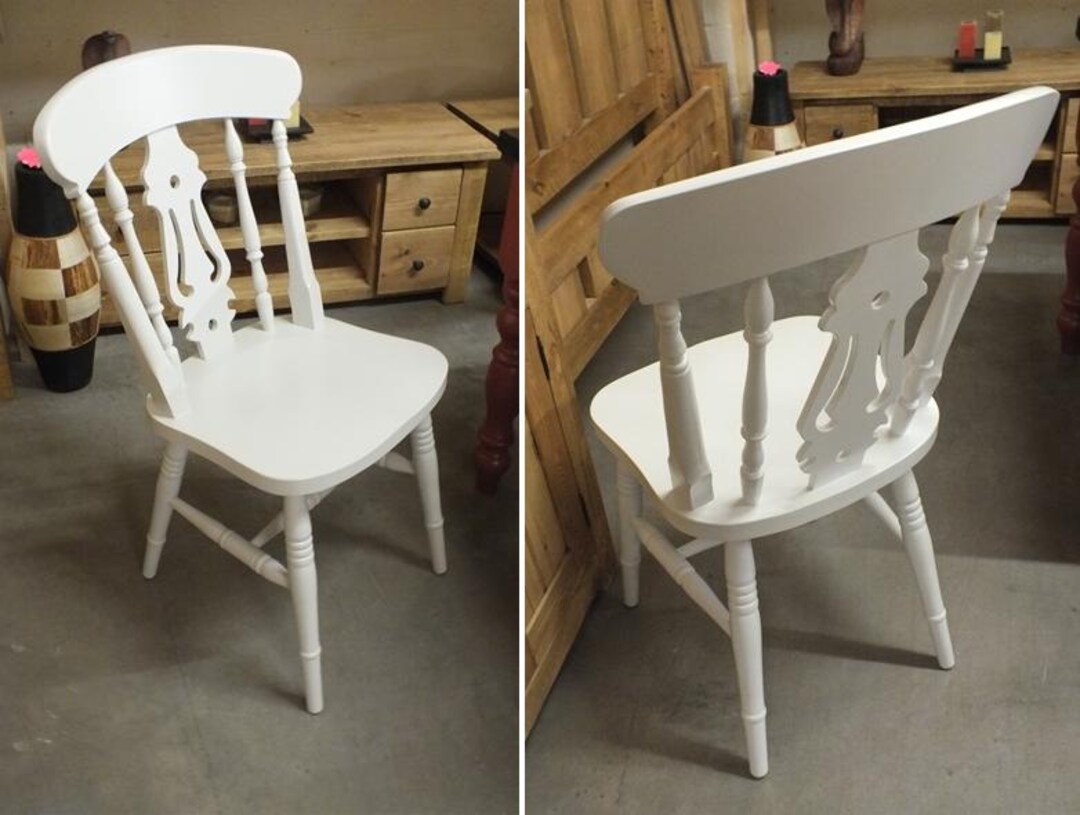 Set of 2 Painted Farmhouse Fiddle-back Chairs Bespoke Colours Available ...