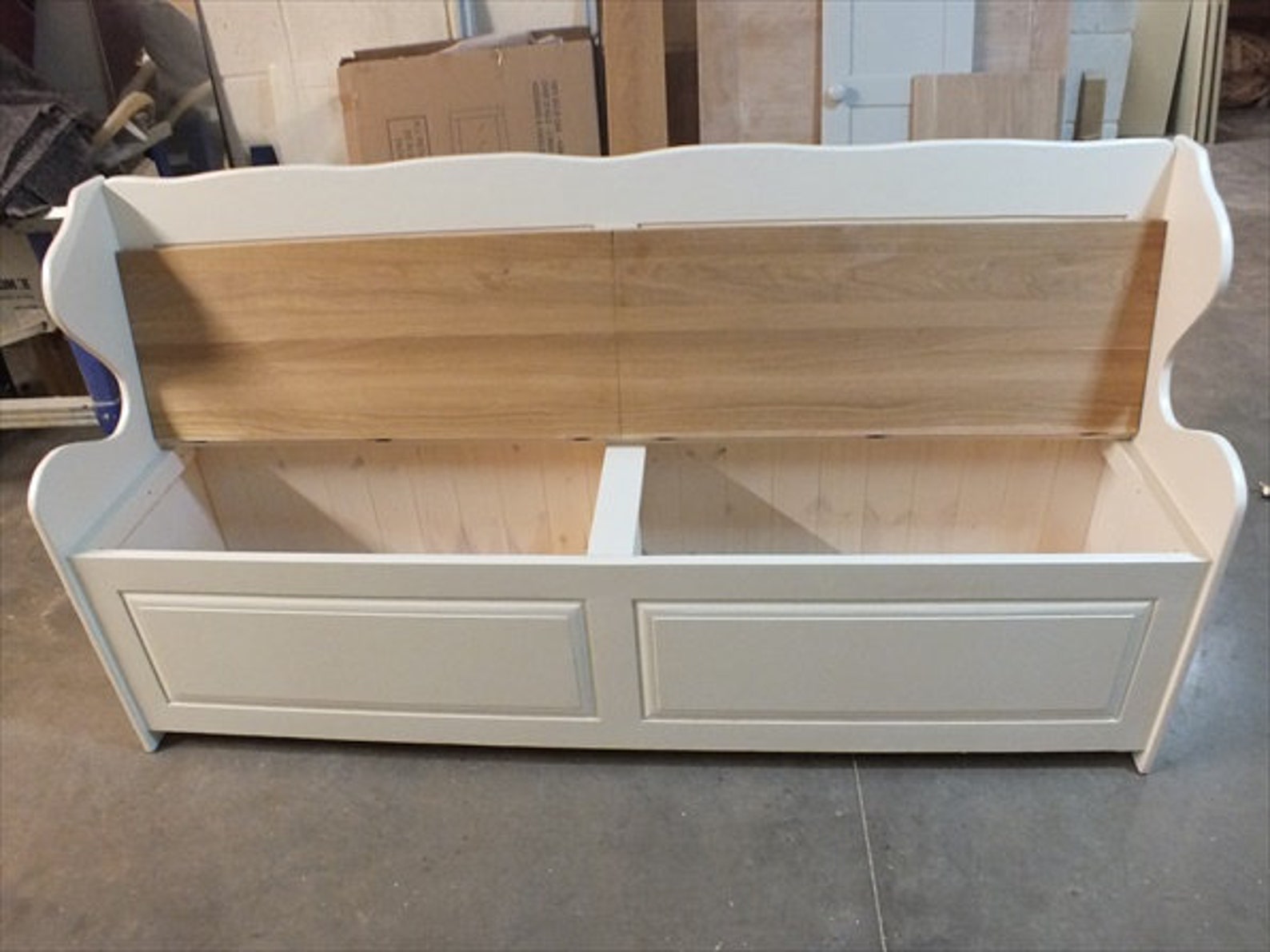 6 Ft Painted Monks Bench With Split Solid Oak Seat & Divider- Bespoke ...