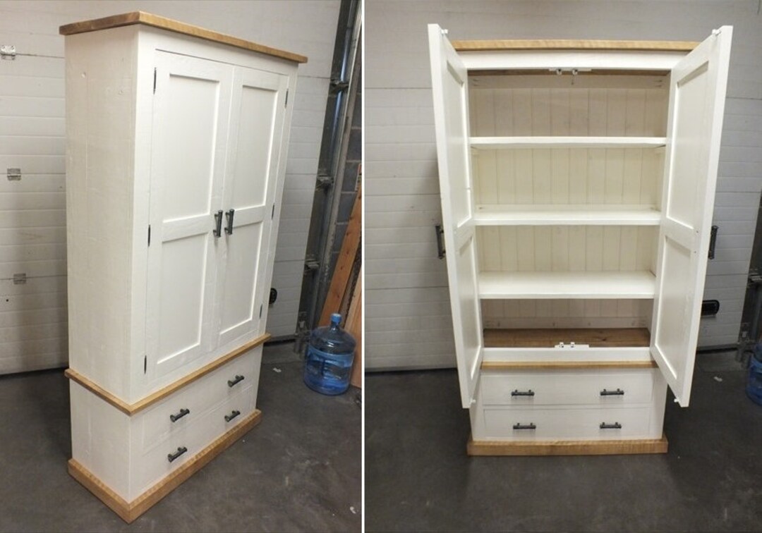 Shabby Painted 2 Drawer Linen Cupboard, Rustic- Bespoke Sizes & Colours ...