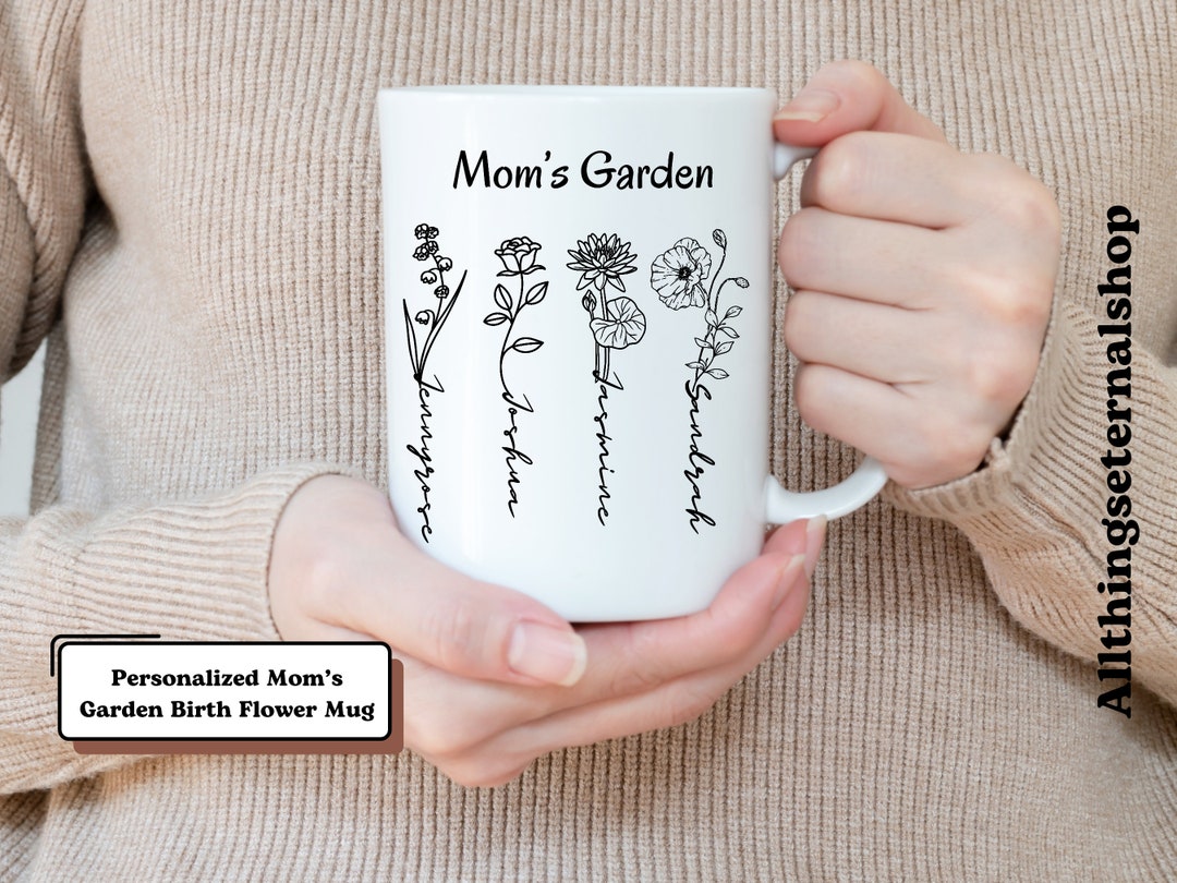 Personalized Birth Flower Mug Custom Name Moms Garden Birth Month