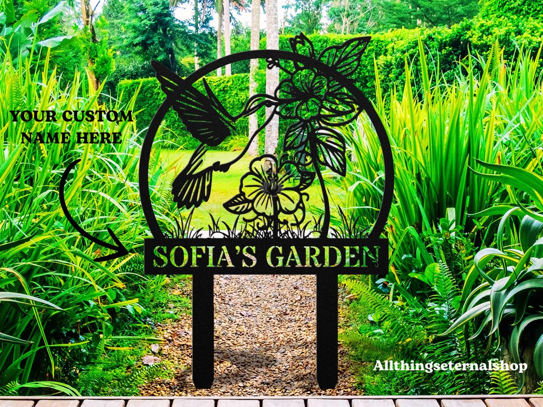 Custom Hummingbird Metal Garden Sign – Personalized Yard Stake With ...