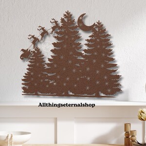 Metal Christmas Sign-custom Christmas Tree With Santa Sleigh Metal Wall ...