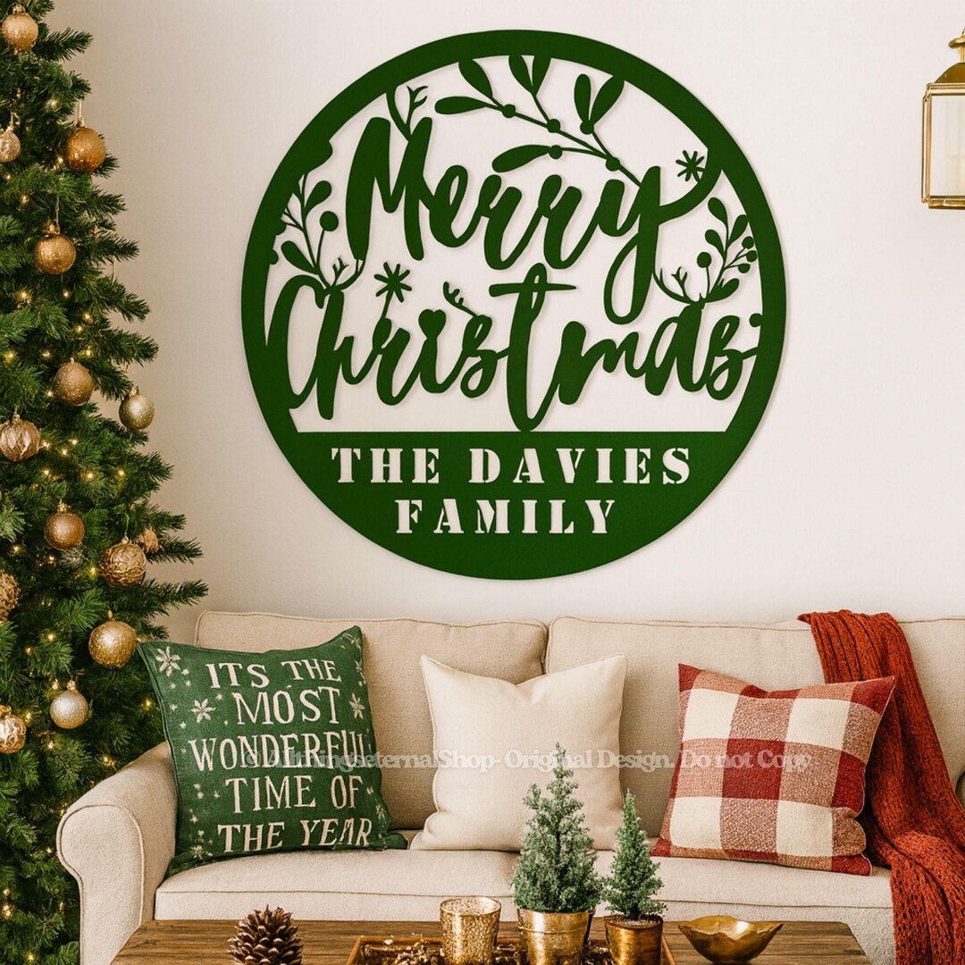 Personalized Merry Christmas Metal Sign - Custom Holiday Wall Art - Etsy