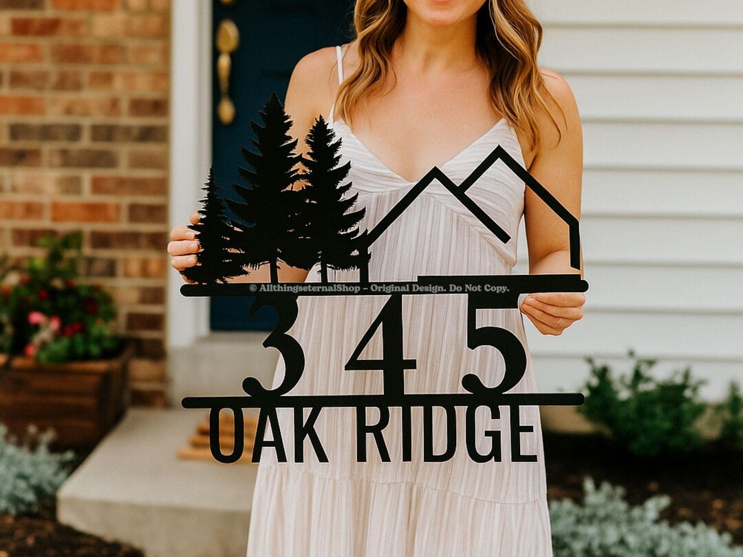 Mid-century Modern Metal Address Sign: Custom House Number Street ...