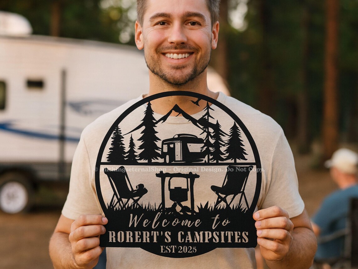 Personalized Camping Sign, Custom Metal Outdoor Sign, Camper Decor ...