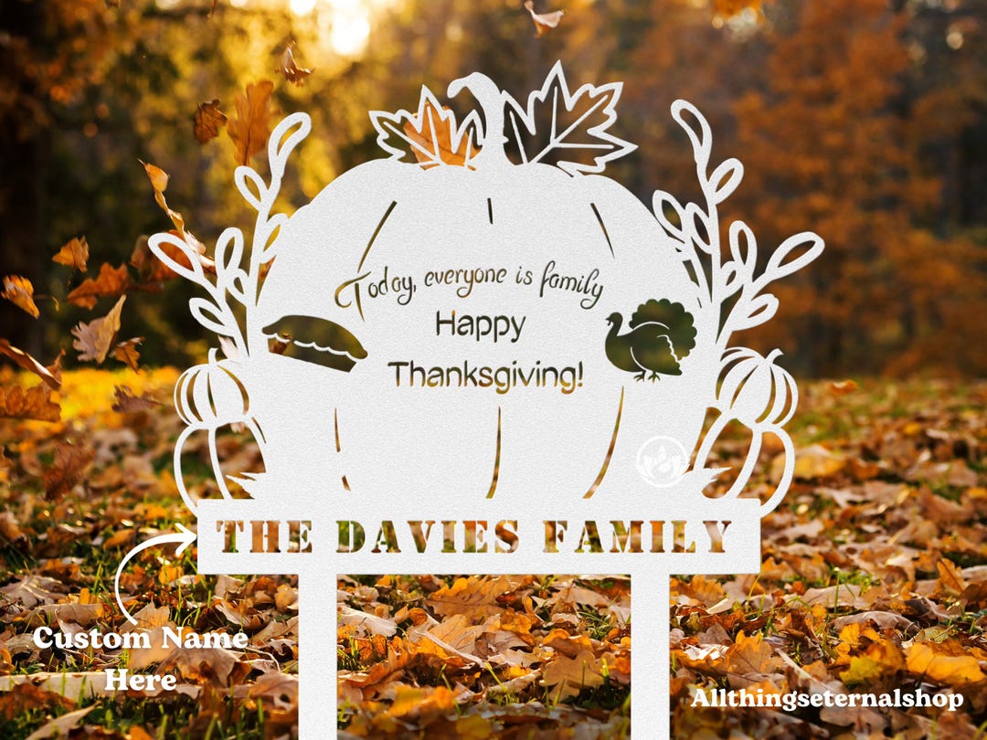 Pumpkin Metal Garden Sign - Custom Name Thanksgiving Metal Garden Stake ...