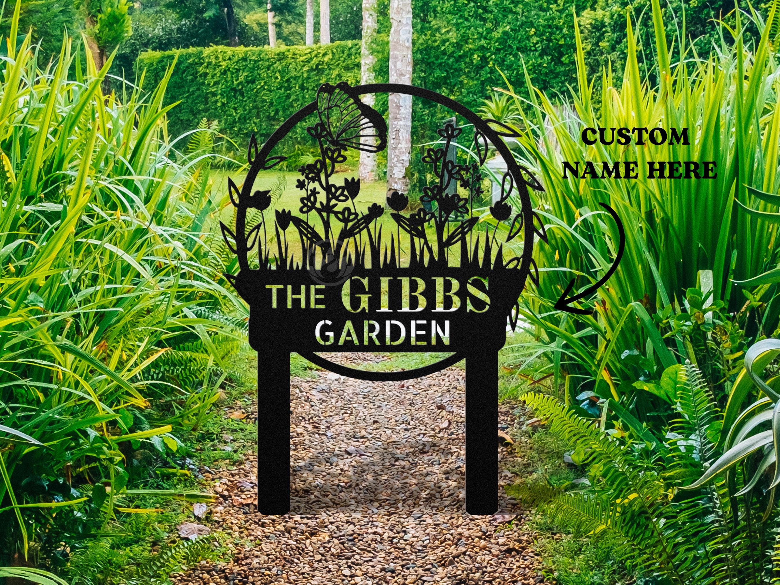Metal Garden Sign, Custom Garden Name Stakes, Personalize Flower Sign ...