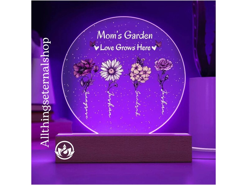 Personalized Mom's Garden Night Light-custom LED Night Light With Birth ...
