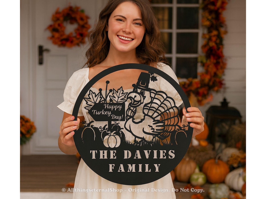 Personalized Thanksgiving Metal Sign: Custom Family Name, Fall ...