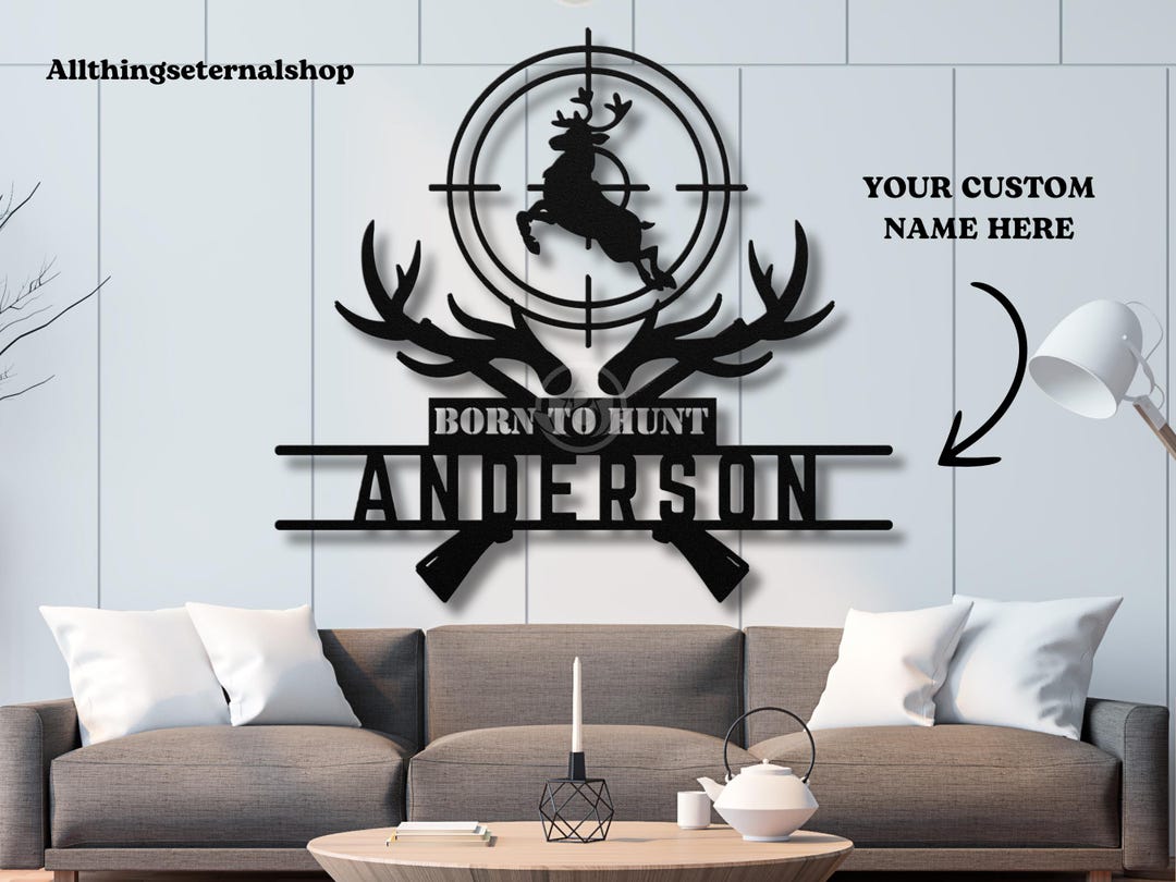 Custom Deer Hunter Metal Sign: Personalized Hunting Cabin Decor - Etsy