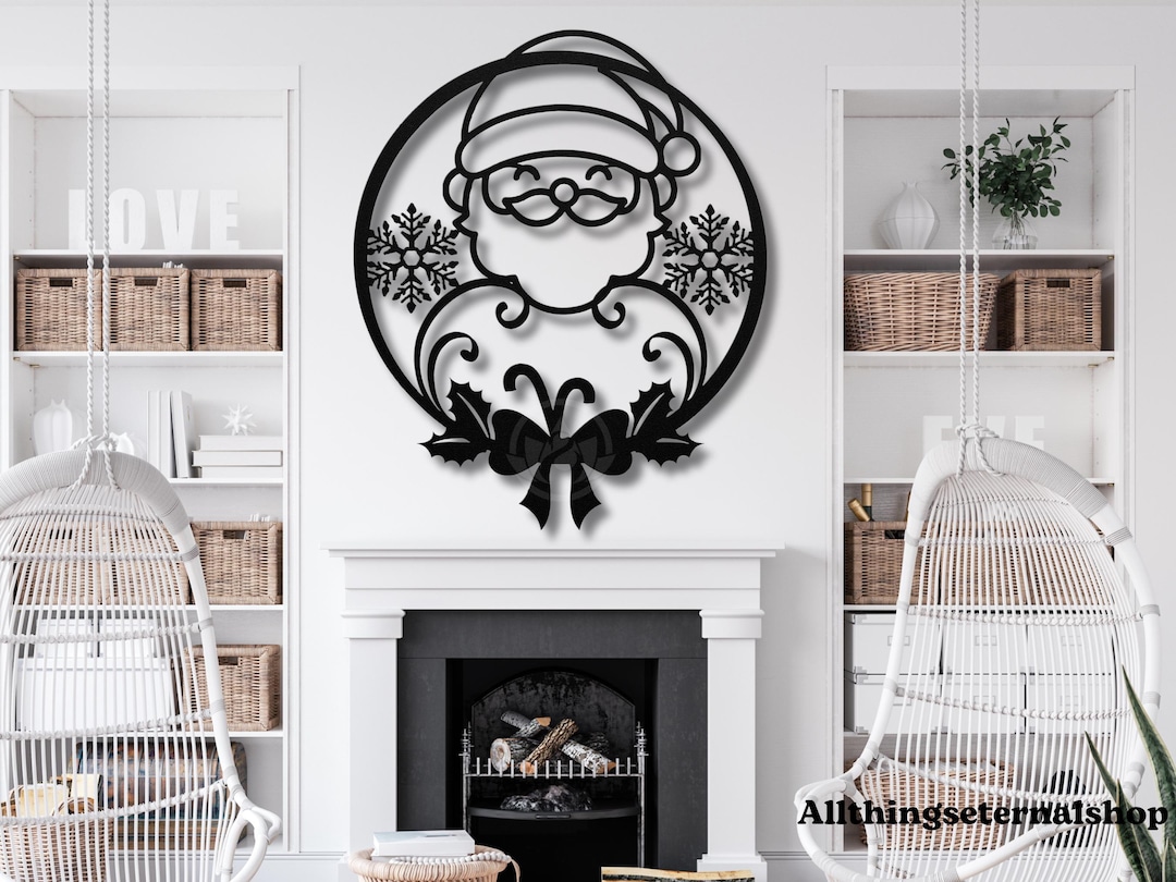 Santa Claus Metal Sign-custom Charming Santa Claus Round Metal Sign ...