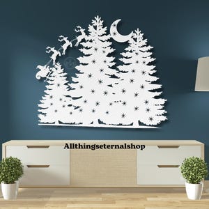 Metal Christmas Sign-custom Christmas Tree With Santa Sleigh Metal Wall ...