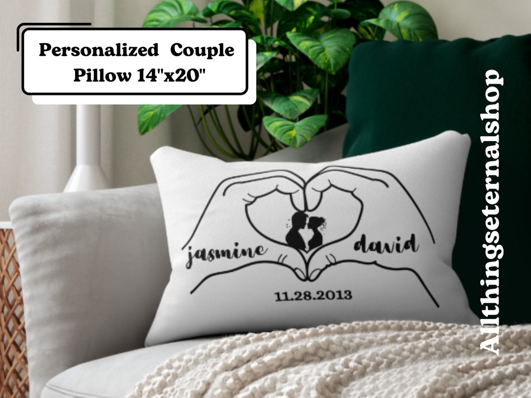 Personalized Couple Engagement Pillow - Unique Bride and Groom Pillow ...