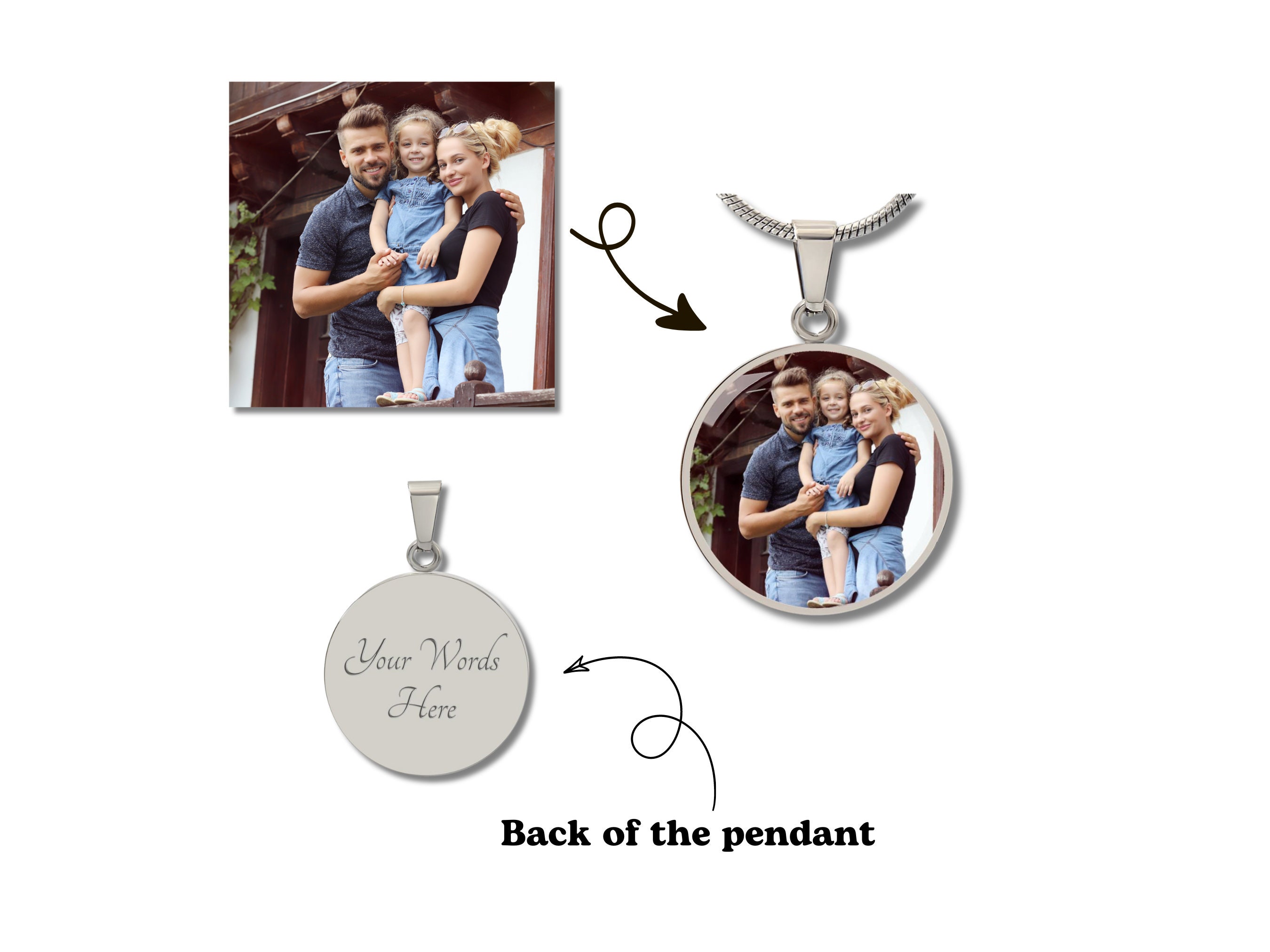 Custom Circle Pendant Family Picture Necklace, Family Necklace ...